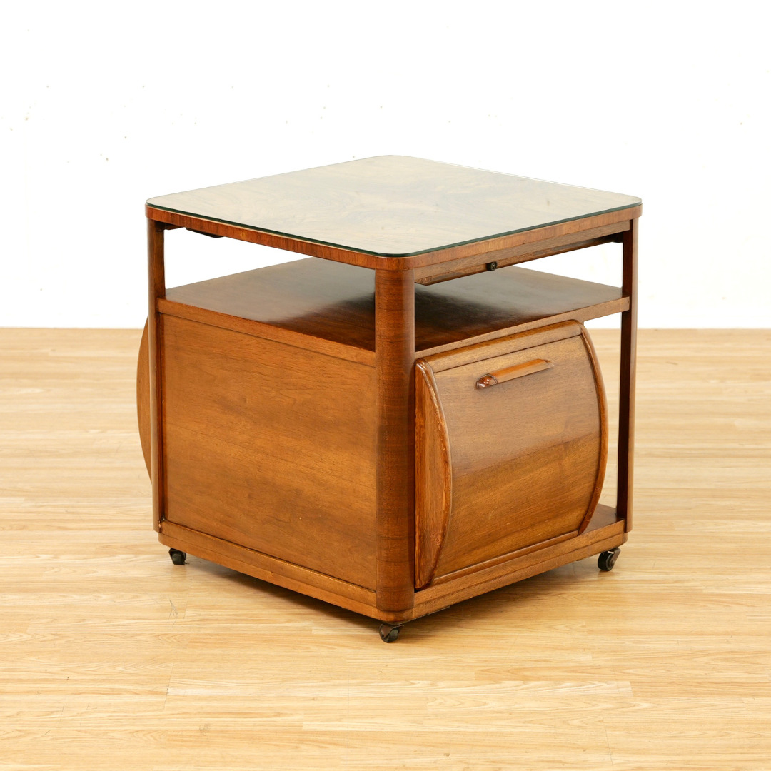 Art Deco Revival Walnut Dry Bar Cart Side Table by Incorporall ...