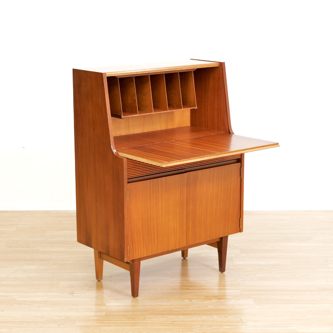 Mid Century Teak Secretary Desk by Elliots of Newbury – kinetic modern