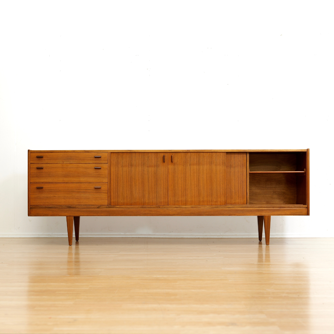 Reserved LONG MID CENTURY CREDENZA BY ALFRED COX – kinetic modern