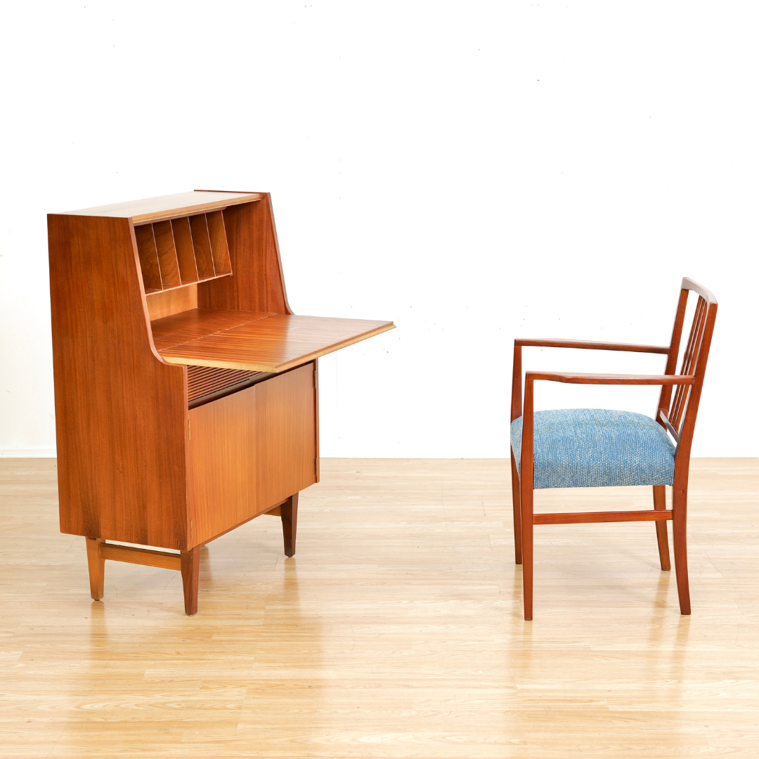 Mid Century Teak Secretary Desk by Elliots of Newbury – kinetic modern